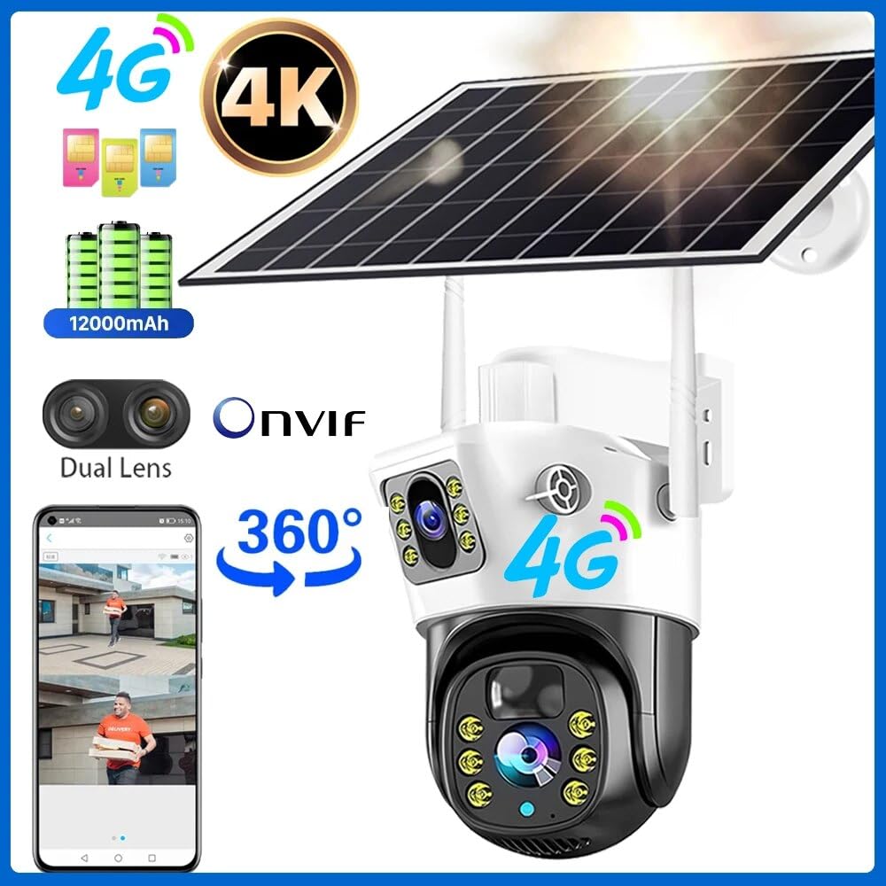 4G Sim 4K 6+6 MP 2in1 Dual Lens/ Dual Screen Solar Camera – maizic