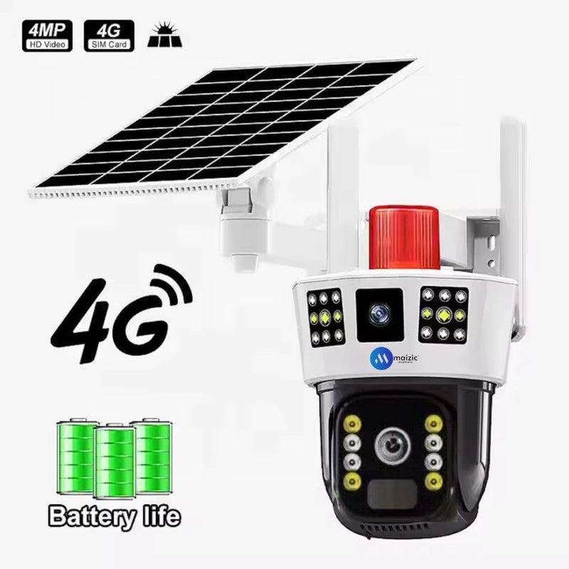 3in1 3K 6 MP Triple View Wireless 4G Sim Solar Camera – maizic