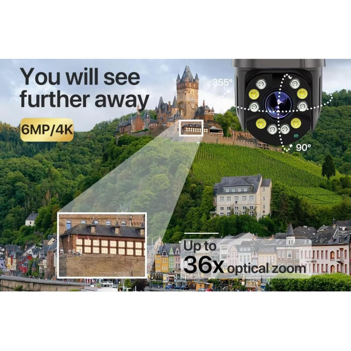 Maizic Smarthome Falcon 8MP Dual Lens PTZ WiFi Camera – 36X Optical Zo ...