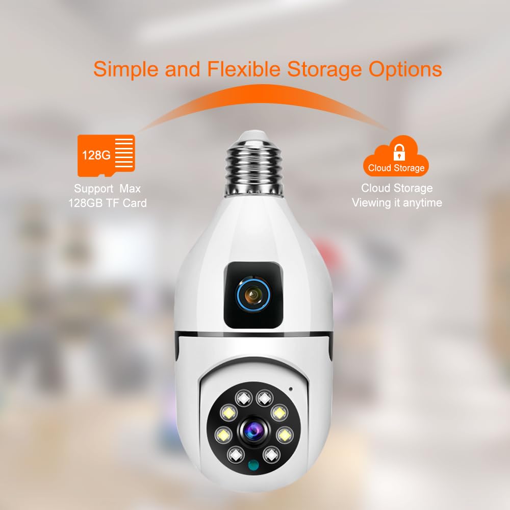 Supercams 2-in-1 Dual Lens Dual Screen Bulb 4MP Wi-Fi Wireless Camera ...