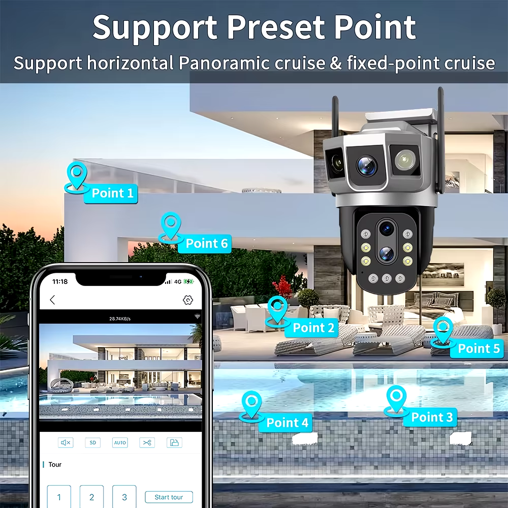 Tricam 10X Optical Zoom 5+5 MP UHD 4G/5G Sim Outdoor CCTV Camera For H ...